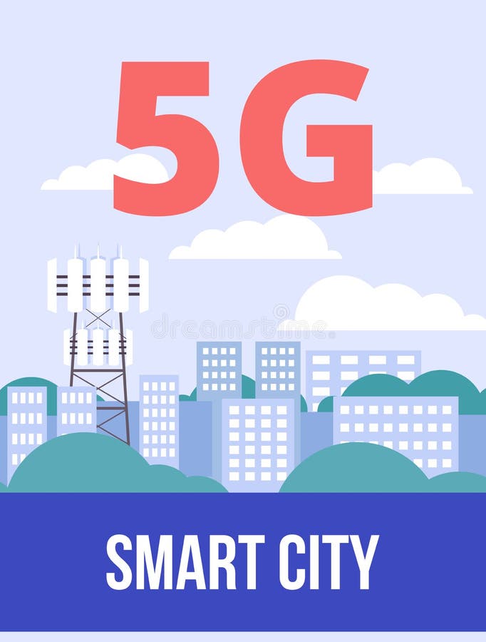 Poster about 5G Technologies in City Flat Style, Vector Illustration ...