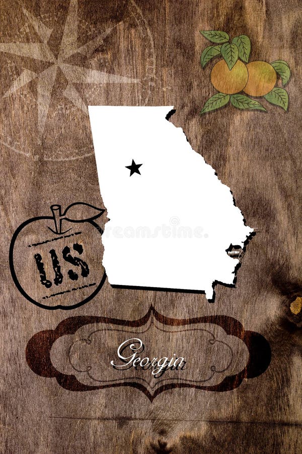 Poster Georgia State Map Outline Stock Photo - Image of mapping, wooden ...