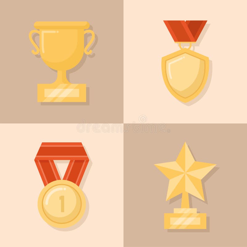 Golden prizes bundle stock vector. Illustration of success - 256292758