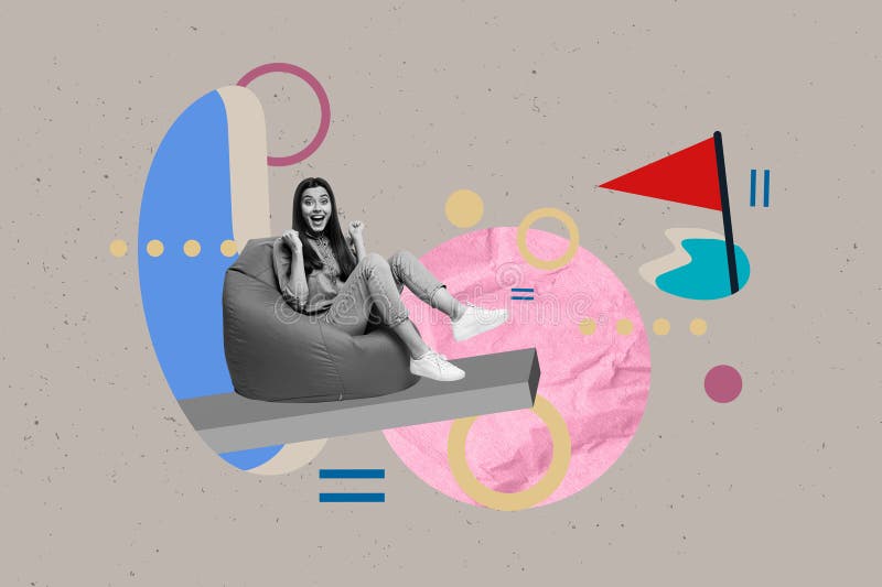 Poster Graphics Collage of People Sit Chair Direct Flags on Grey Color ...