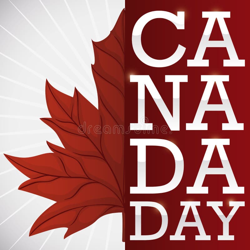 Half of a Maple Leaf and Greeting for Canada Day, Vector Illustration ...