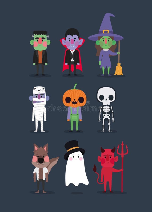 Halloween Characters Bundle Stock Vector - Illustration of ghost ...