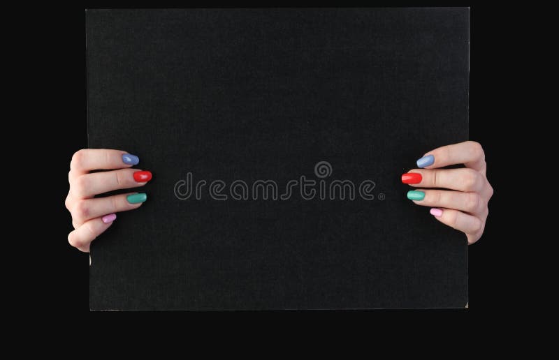 Poster in the Hands of the Girl Stock Image - Image of communication ...