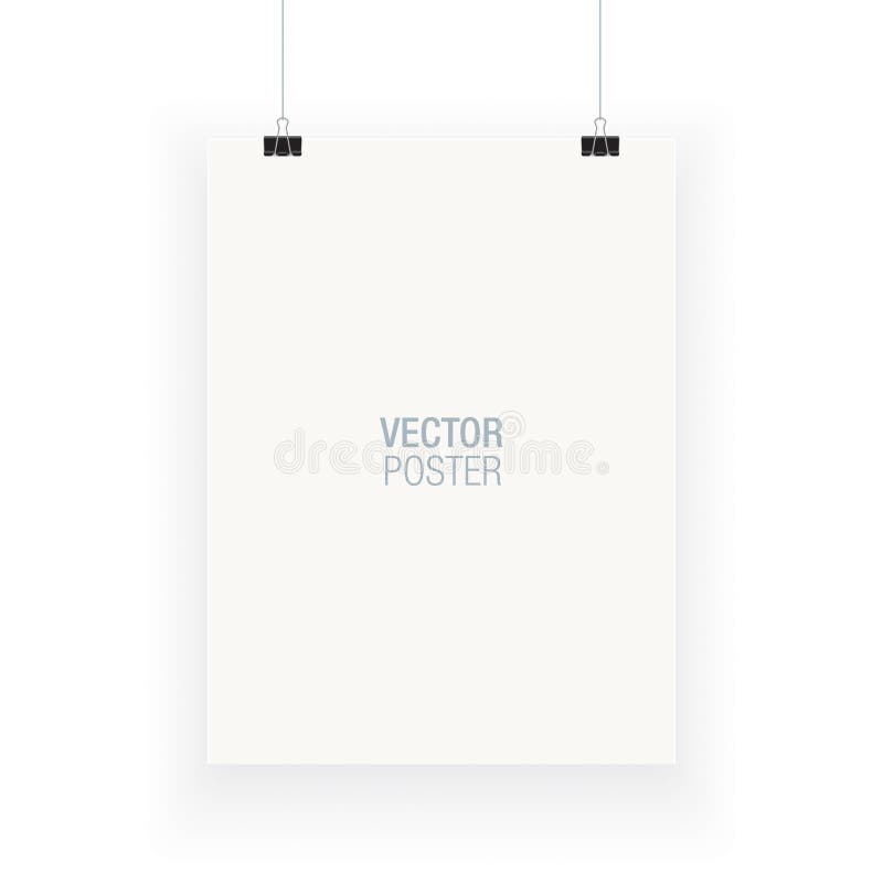 Poster Hanging on Clips. Vector Template. Stock Vector - Illustration ...