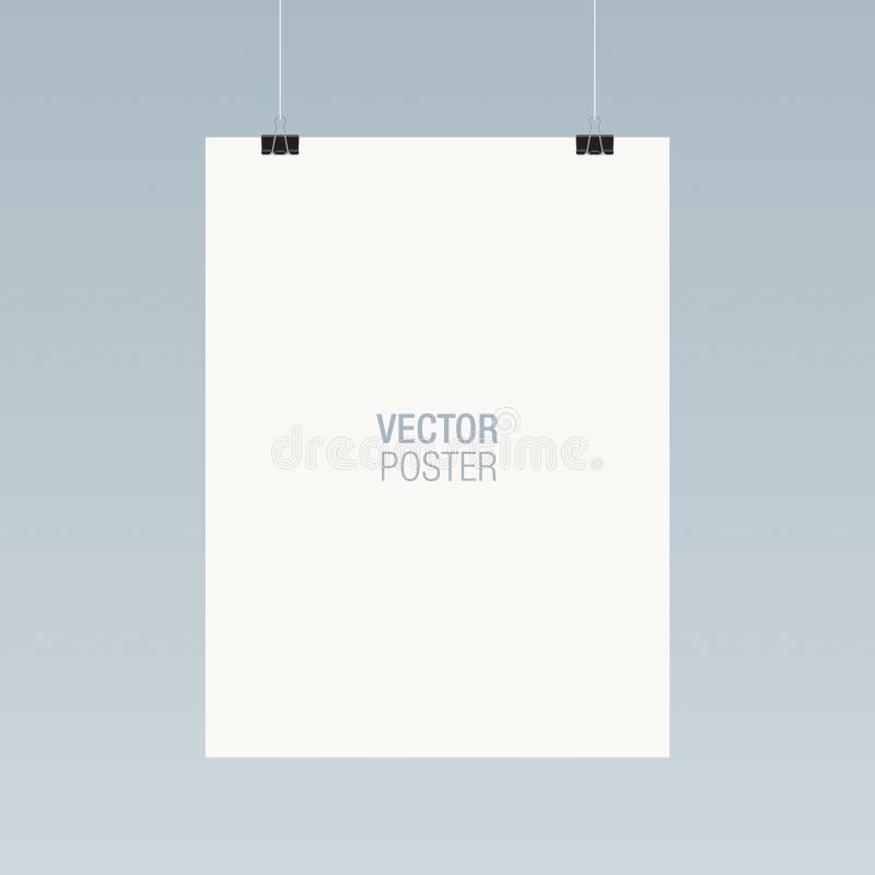 Poster Hanging on Clips. Vector Template. Stock Vector - Illustration ...