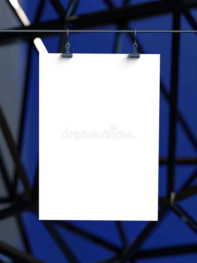 Poster Hanging Mockup with Wire Metallic Structure Stock Photo - Image ...
