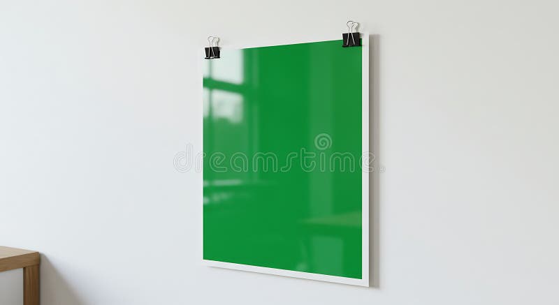 Poster Hanging on Wall with Clips Mockup Display Stock Illustration ...