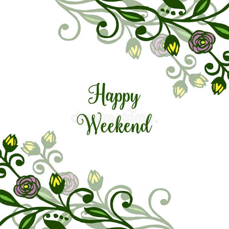 Poster Happy Weekend, Various Pattern Art Colorful Wreath Frame. Vector ...