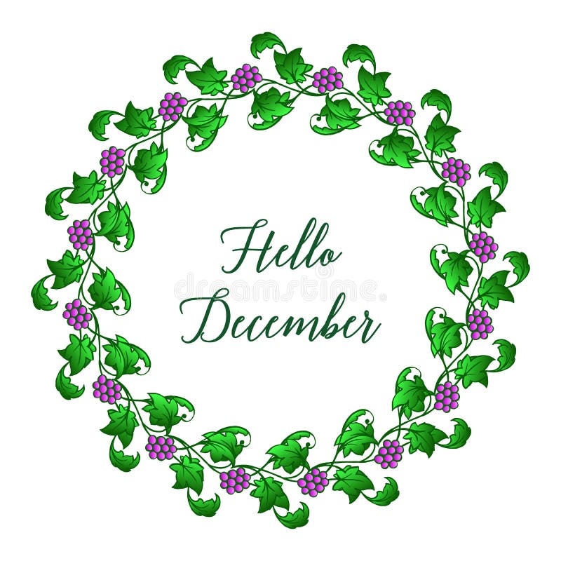 Poster Hello December with Beauty of Purple Flower Frame. Vector Stock ...