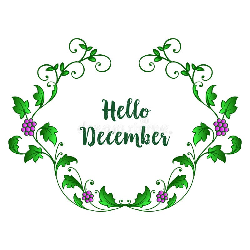 Poster Hello December with Beauty of Purple Flower Frame. Vector Stock ...