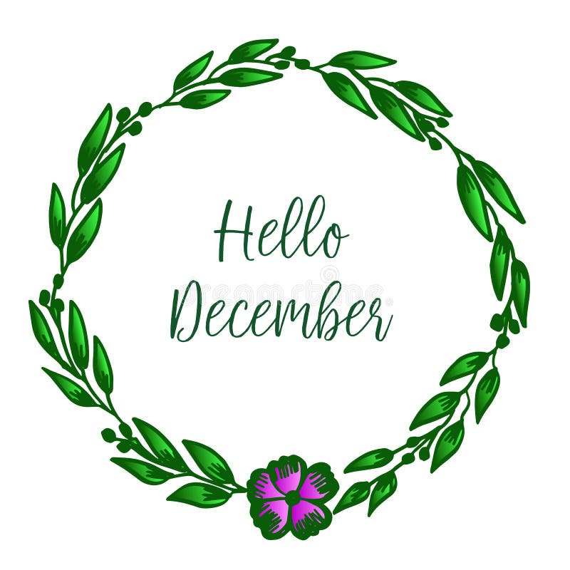 Poster Hello December with Beauty of Purple Flower Frame. Vector Stock ...