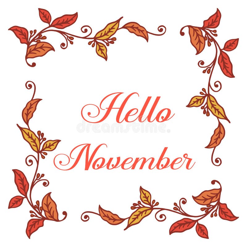 Poster Hello November, with Artwork of Autumn Leaf Frame. Vector Stock ...