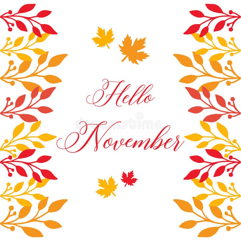 Poster Hello November, with Artwork of Autumn Leaf Frame. Vector Stock ...
