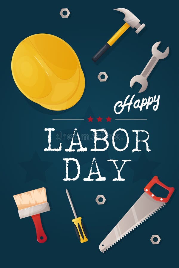 Poster, Helmet Hammer Labor Day Banner, Congratulations. Stock Vector ...