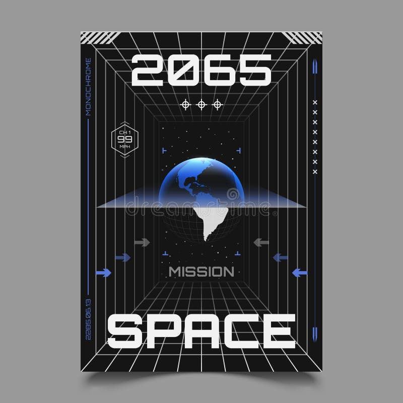 Poster with HUD Elements, Perspective Grid, Futuristic Design Elements ...
