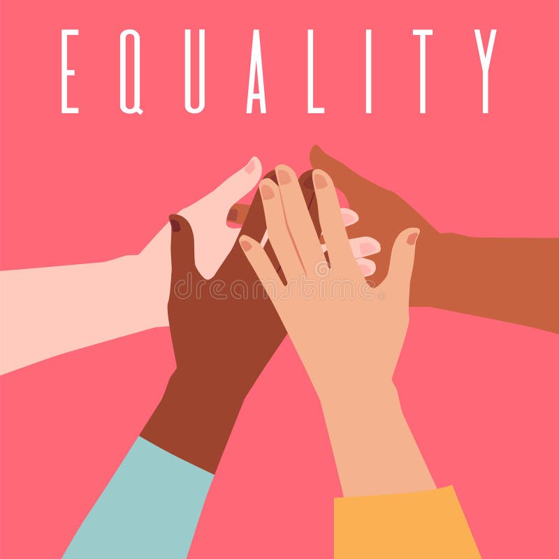Clasped Hands, Poster on the Theme of Equality. Flat Style. Stock ...