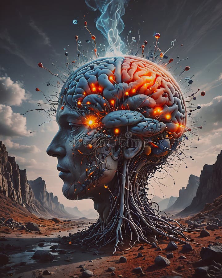 A Poster for a Human Head with the Word Brain on it. Stock Illustration ...