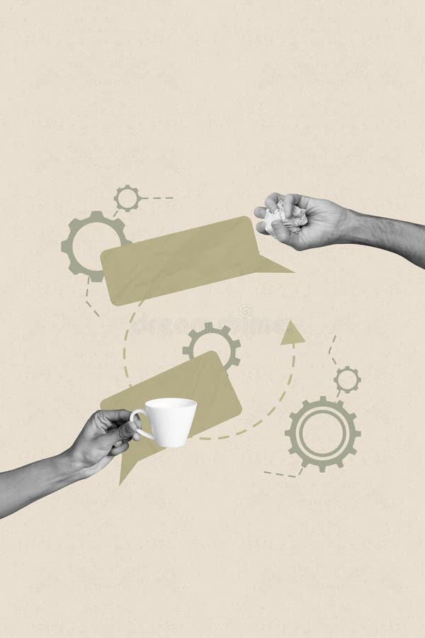 Poster Image Collage of Two Hands Holding Crumpled Paper Drinking ...