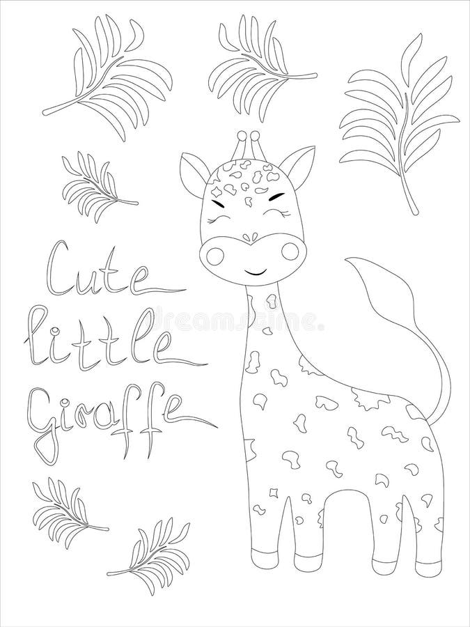 Poster with the Image of a Cute Giraffe in Lines Stock Vector ...