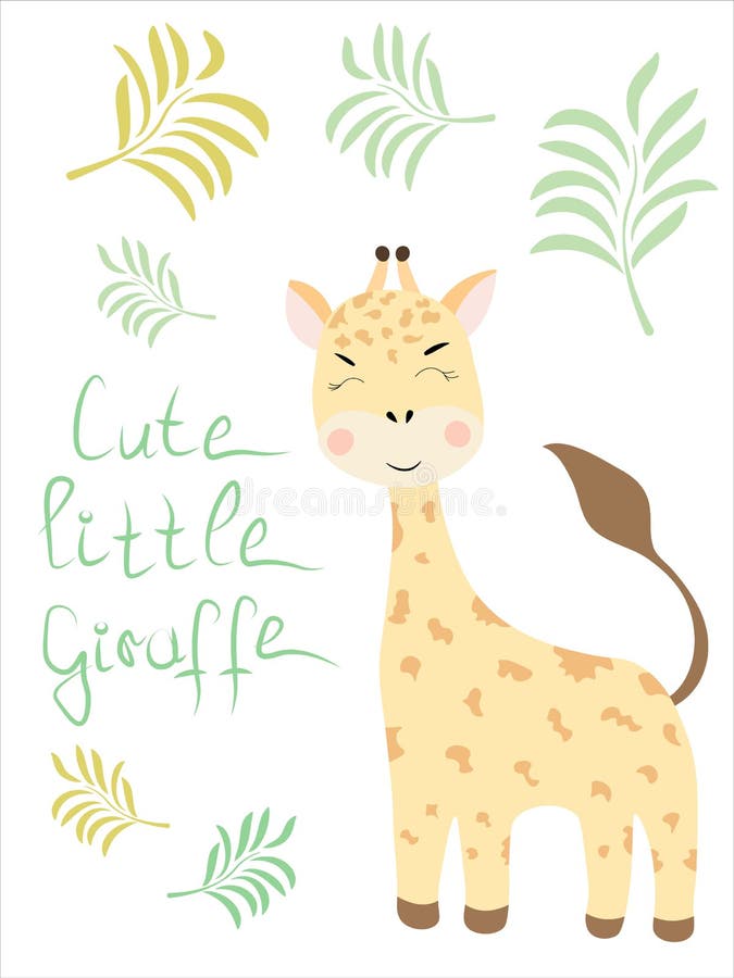 Poster with the Image of a Cute Giraffe in Lines Stock Vector ...