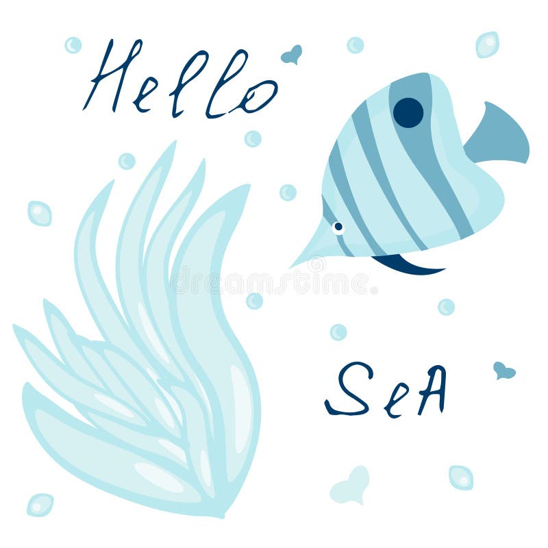 Poster with the Image of a Sea Fish and Algae with the Inscription ...