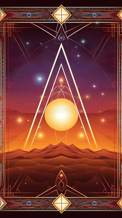 A Poster with an Image of the Sun in the Sky and a Triangle in the ...
