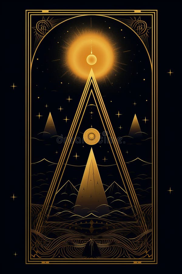 A Poster with an Image of a Triangle and a Sun in the Sky Stock ...