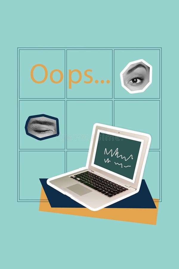 Poster Image Vertical Photo Collage of Human Eyes Stare Oops Problem ...