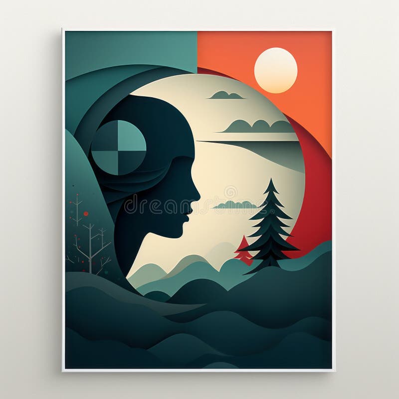 A Poster with an Image of a Womans Face Stock Illustration ...