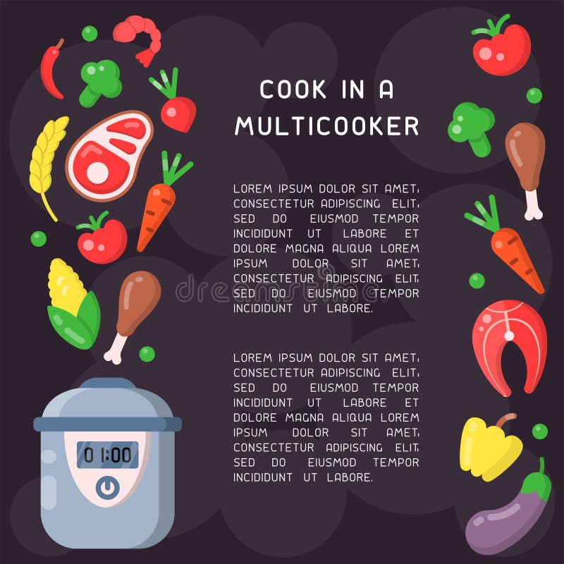 Poster with Information about Cooking in a Multicooker Stock Vector ...
