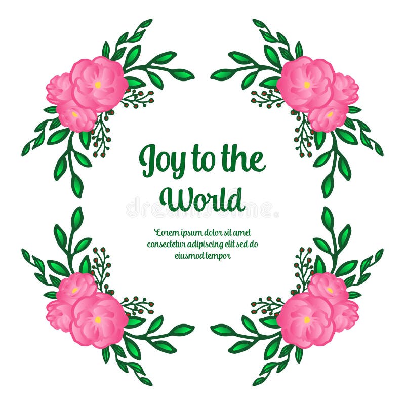 Poster Joy To the World, with Art of Pink Wreath Frame. Vector Stock ...