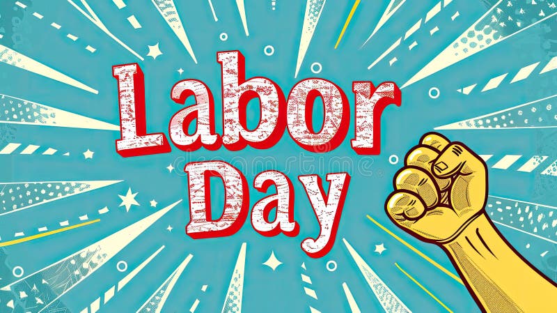 A Poster for Labor Day with a Man Holding a Wrench Stock Image - Image ...