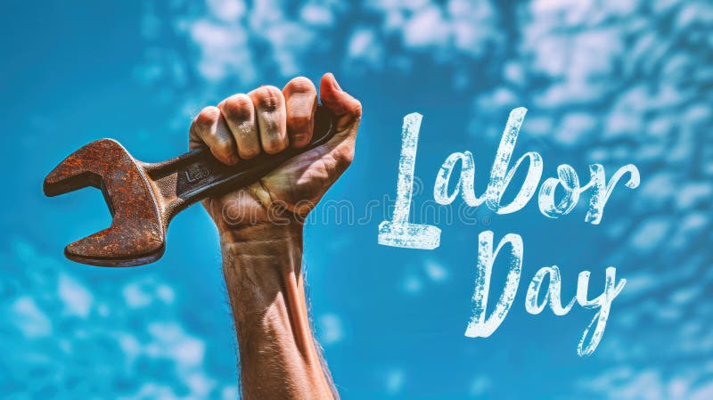 A Poster for Labor Day with a Man Holding a Wrench Stock Photo - Image ...