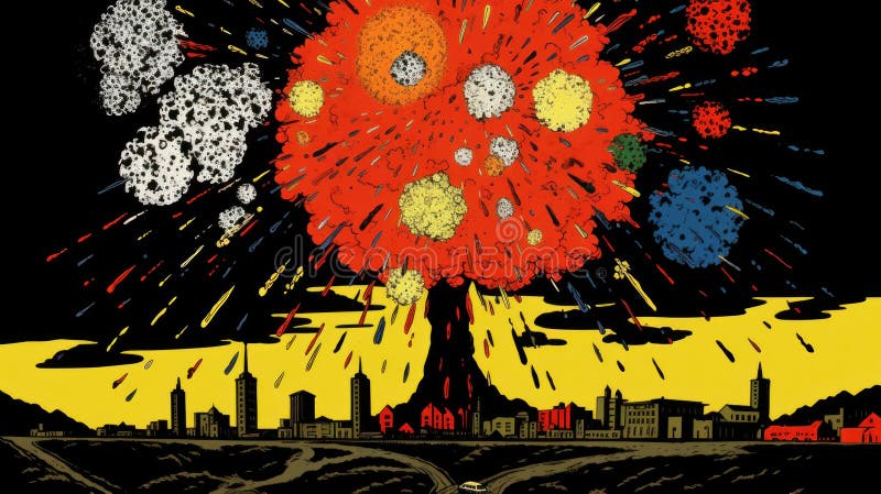 A Poster with a Large Nuclear Explosion in the Middle of it, AI Stock ...