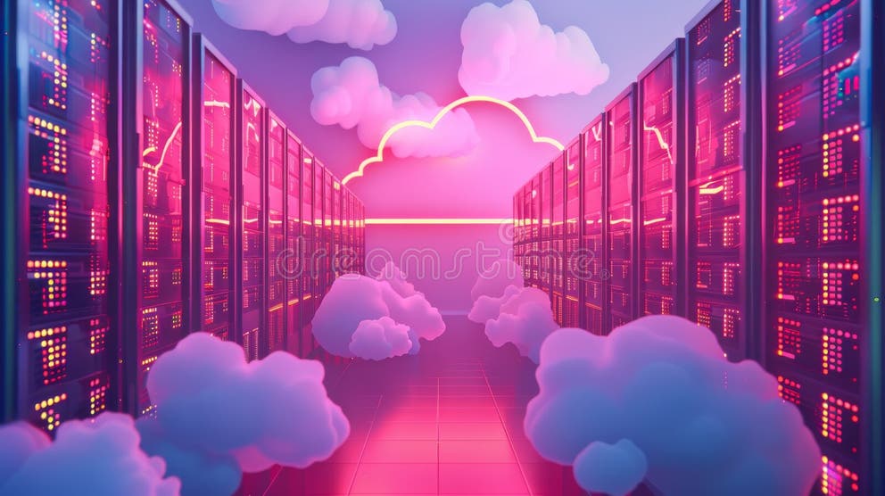 Poster Layout with Bold Cloud Server Illustration Stock Illustration ...