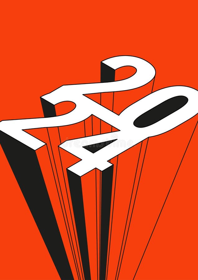 Poster Lettering 2024 in Perspective. Poster Graphic Design. Vector ...