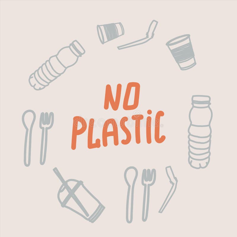 Poster Lettering without Plastic. Concept Illustration of Life without ...