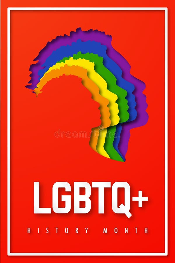 Poster Lgbtq History Month People S Faces Look Up In Lgbt Colors Stock