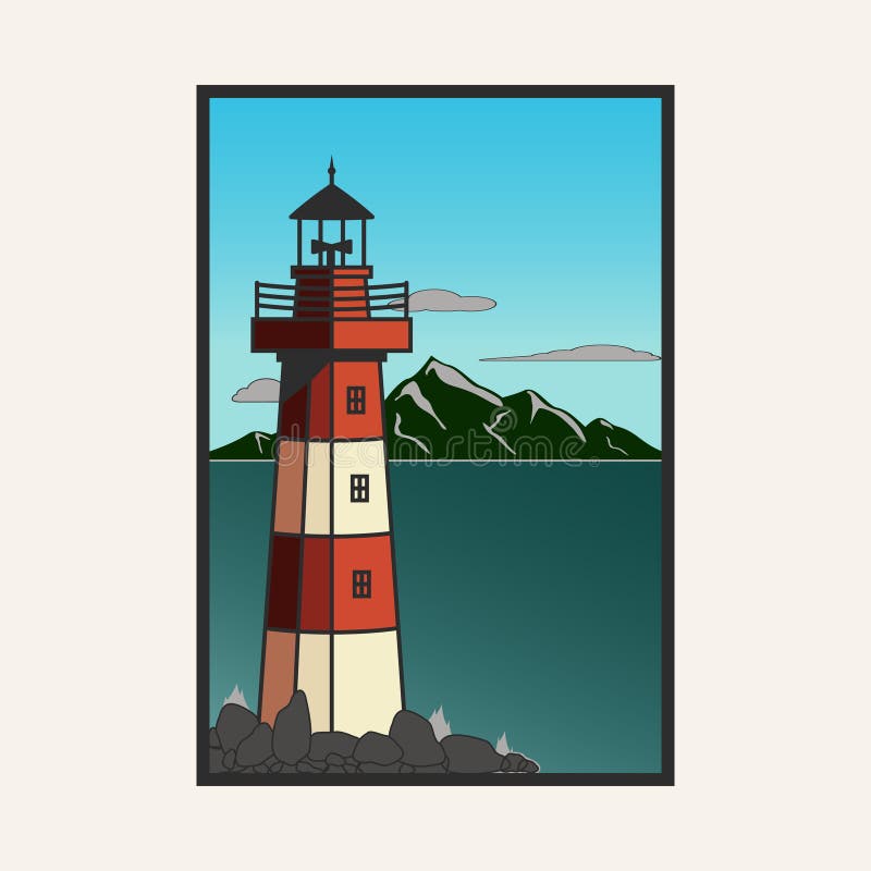 Poster Lighthouse Design Art Vector Illustration Stock Vector ...