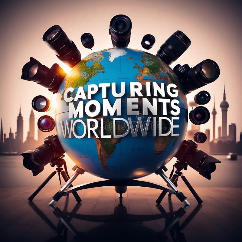 A Poster with a Man Holding a Globe that Says Capture Moms on it Stock ...