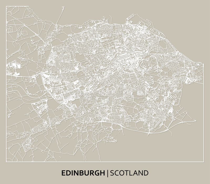 Edinburgh (Scotland, United Kingdom) Street Map Outline for Poster ...