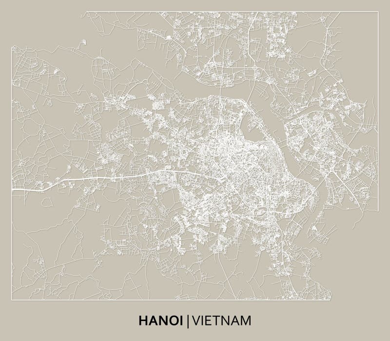 Hanoi (Red River Delta, Vietnam) Street Map Outline for Poster, Paper ...