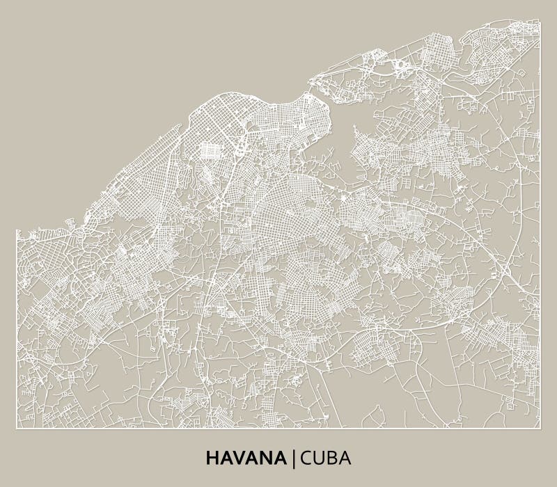 Havana (La Habana, Cuba) Street Map Outline for Poster, Paper Cutting ...