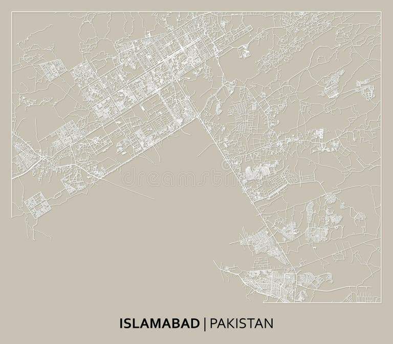 Islamabad (Pakistan) Street Map Outline for Poster, Paper Cutting ...
