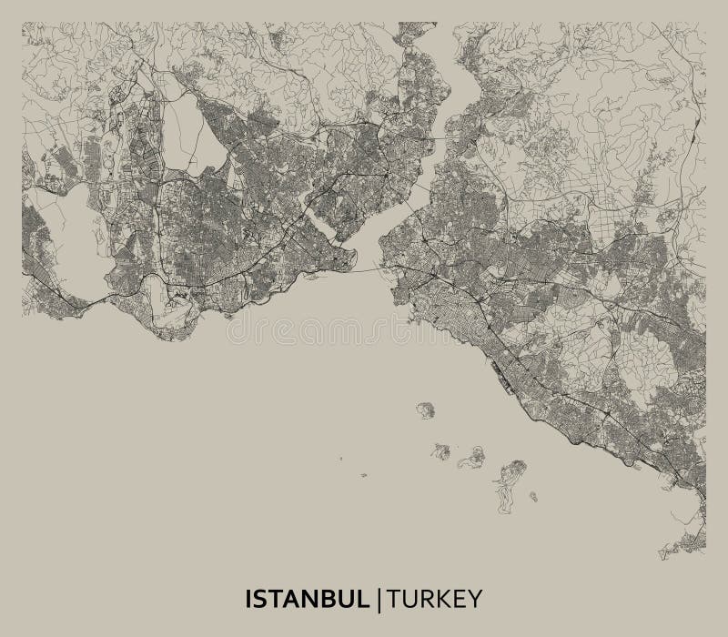 Istanbul (Marmara, Turkey) Street Map Outline for Poster. Stock Vector ...