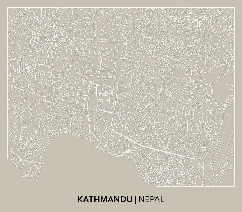 Kathmandu (Bagmati, Nepal) Street Map Outline for Poster, Paper Cutting ...