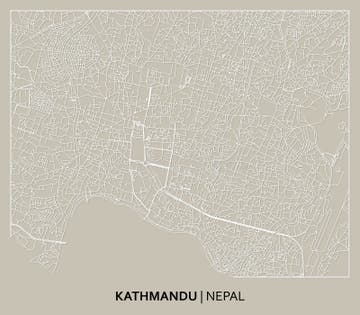 Kathmandu (Bagmati, Nepal) Street Map Outline for Poster, Paper Cutting ...