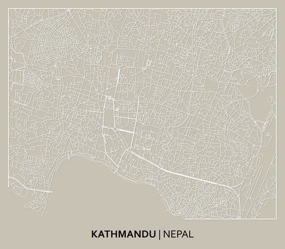 Kathmandu (Bagmati, Nepal) Street Map Outline for Poster, Paper Cutting ...