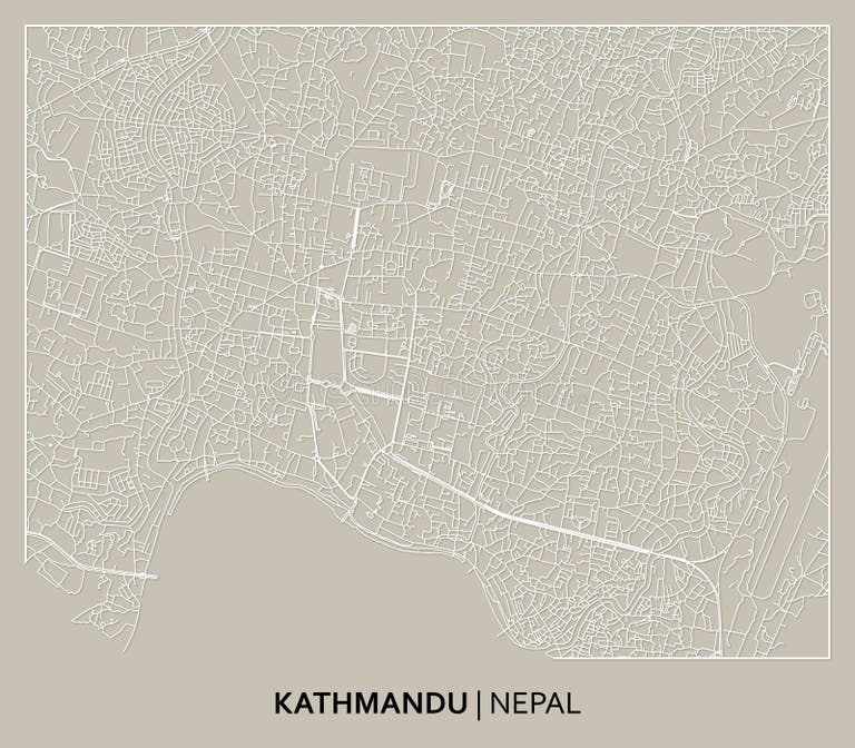 Kathmandu (Bagmati, Nepal) Street Map Outline for Poster, Paper Cutting ...