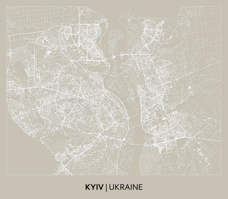Kyiv (Ukraine) Street Map Outline for Poster, Paper Cutting. Stock ...